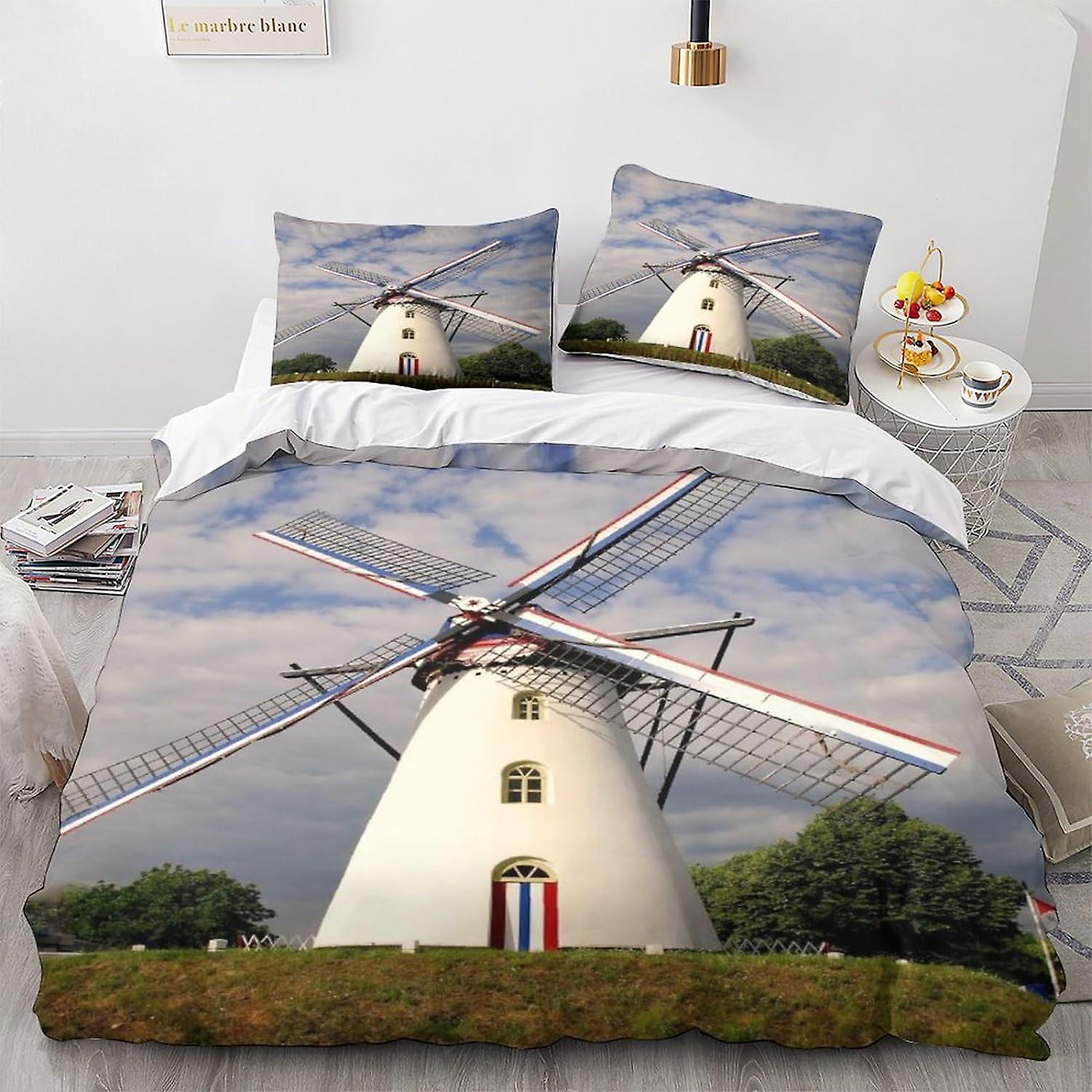 HOUKIG Bedding Windmill Comforter Set 3D Printed Reversible Bed Cover ...