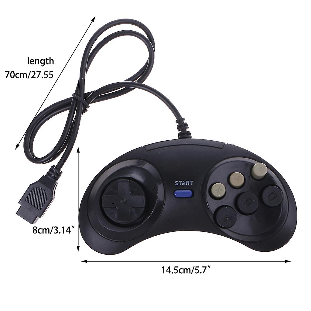 6 Button Wired Controller Pad Gamepad For Mega Drive Megadrive Sega MD ...