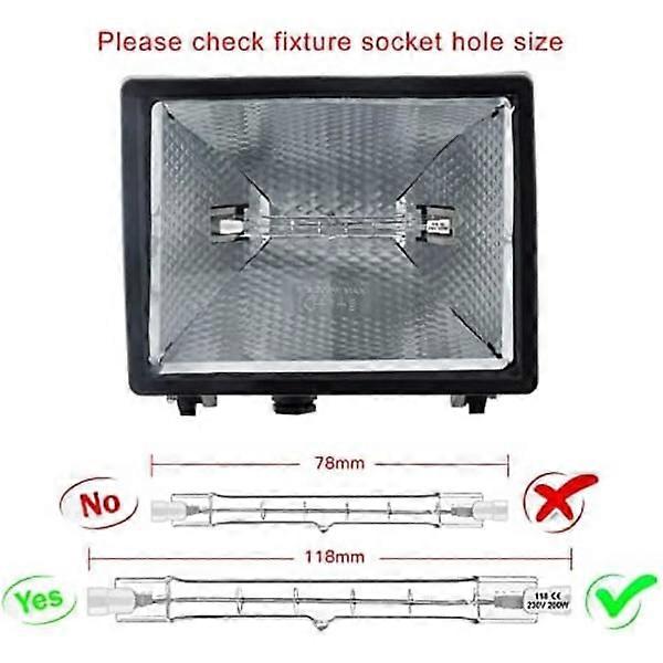 Package of 5 pcs R7S halogen lamp 118mm 300W 230V, R7S halogen rod ...