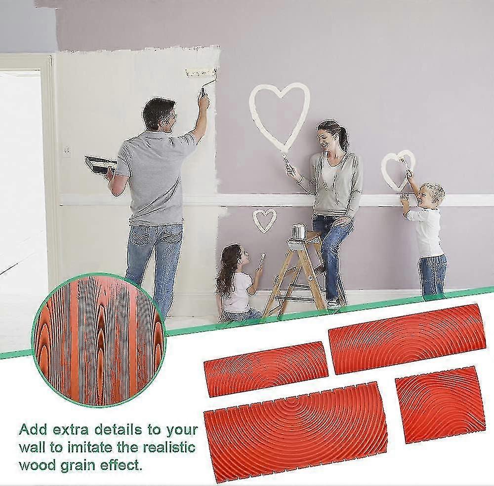 4 Pieces Rubber Wood Grain Tool Rubber Painting Tools Comb Faux Wood ...