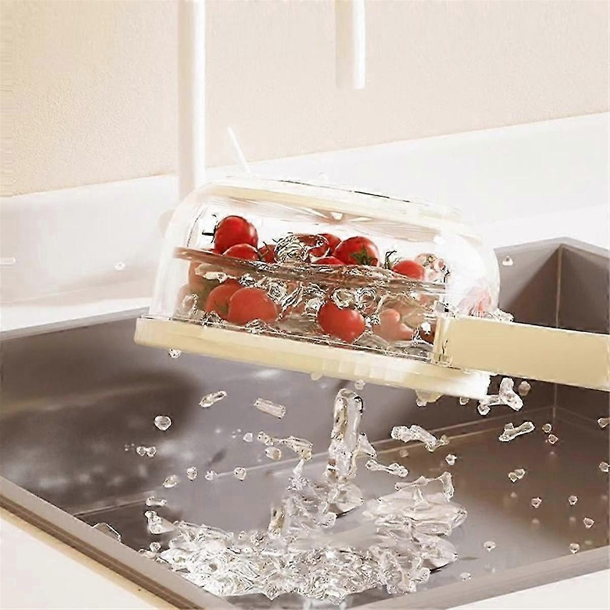 Drainage Basket Storage Box Multifunctional Drainage Basket With Cover ...