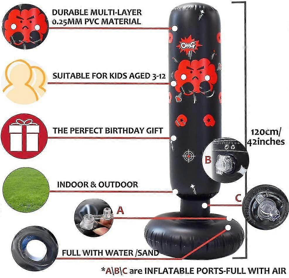120cm Punching Ball, Kids Inflatable Boxing Punching Bag, Instant ...
