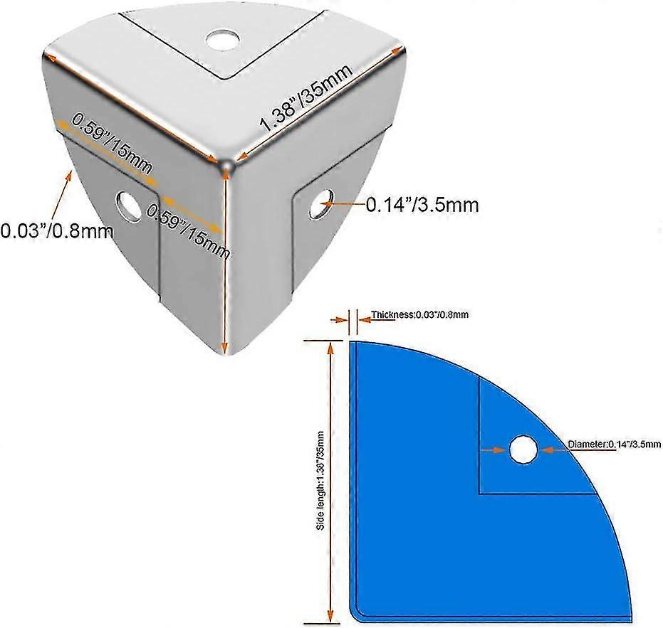 8Pcs Galvanized Three-Sided Sector Tool Box Corner Protectors Camera ...