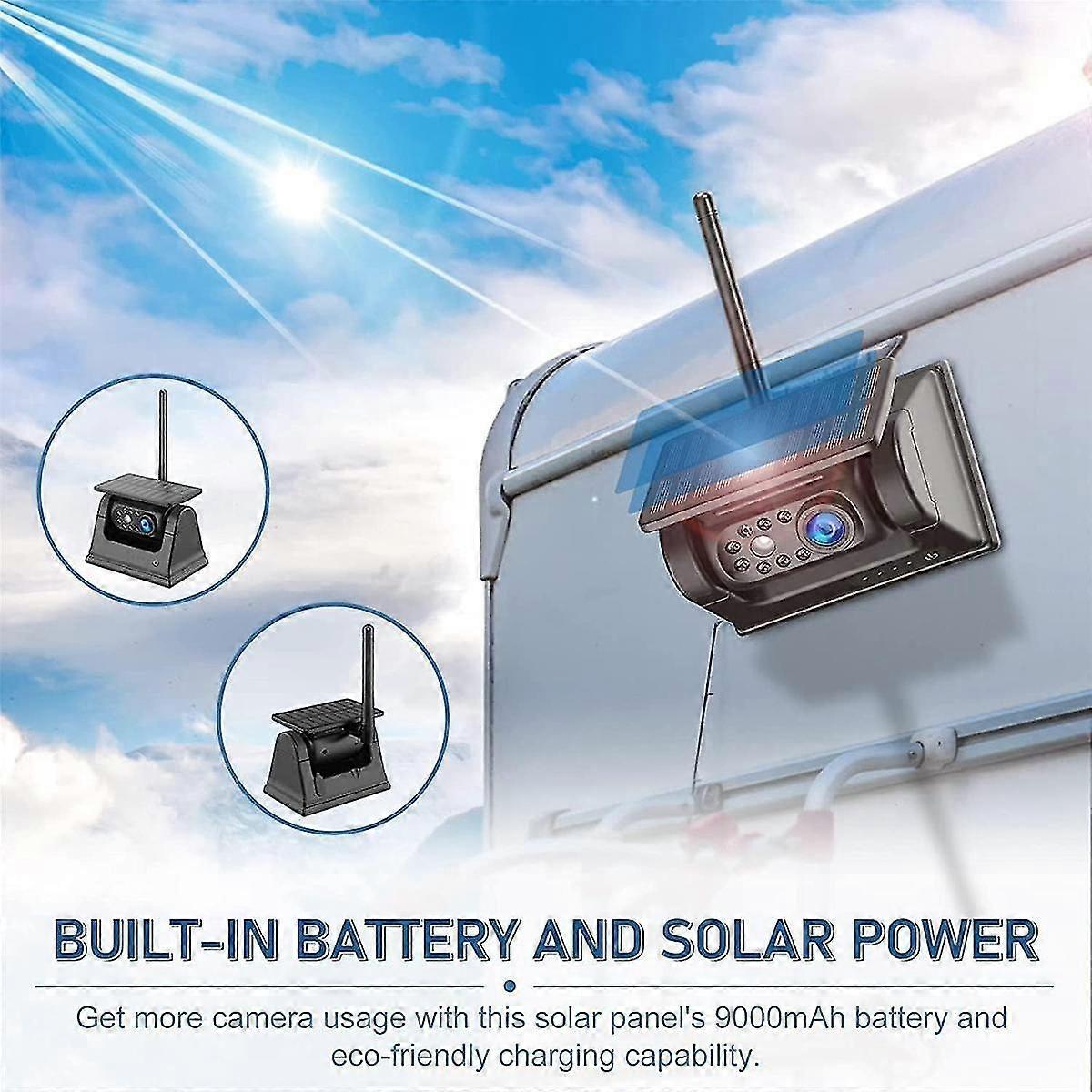 Solar Wireless Backup Camera, 1080P 5G WIFI Wireless Backup Rear/Front ...