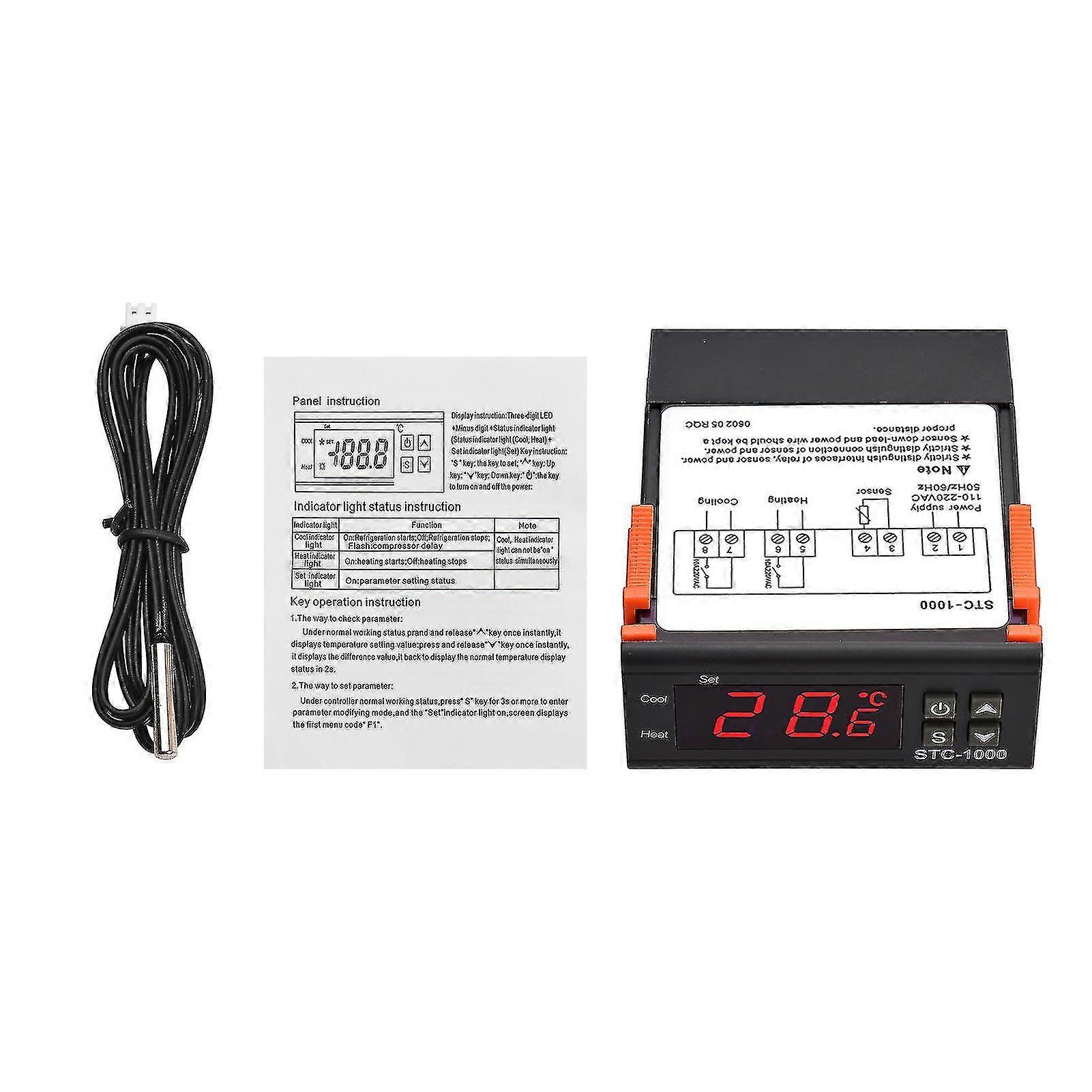 Digital Temperature Controller Stc-1000 Intelligent Temperature Regulator Ac 110~220v ...