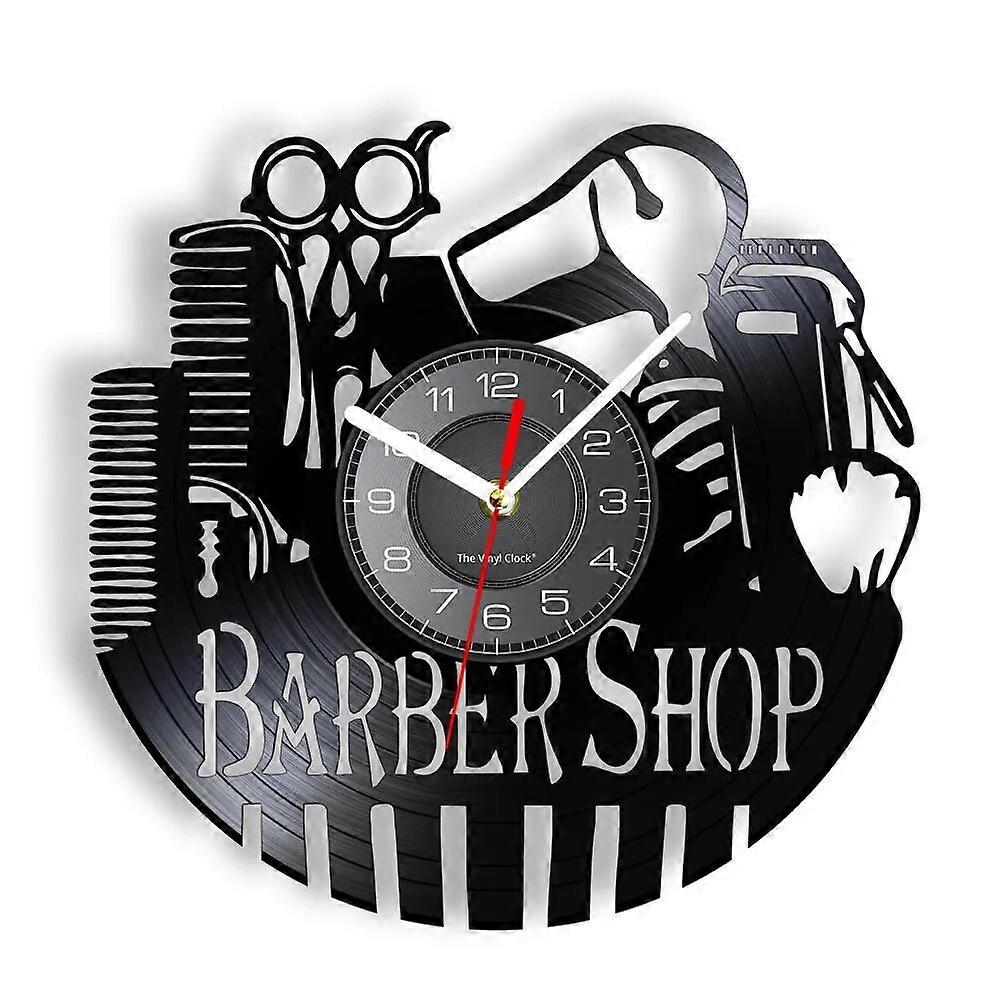 New Hair Salon Barber Shop Vinyl Record Wall Clock Creative 3D DIY Wall Clock Modern Design ...