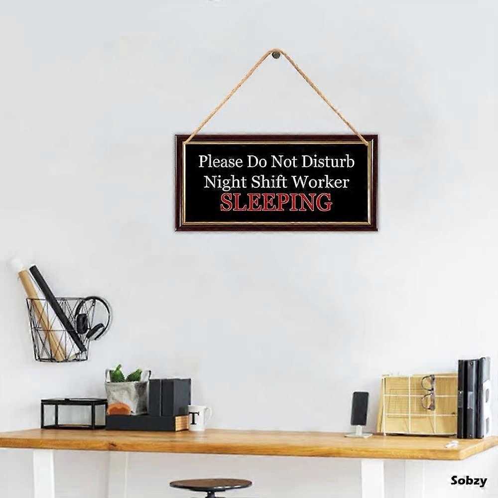 Night Shift Worker Sleeping Sign - Do Not Disturb Hanging Plaque Door ...