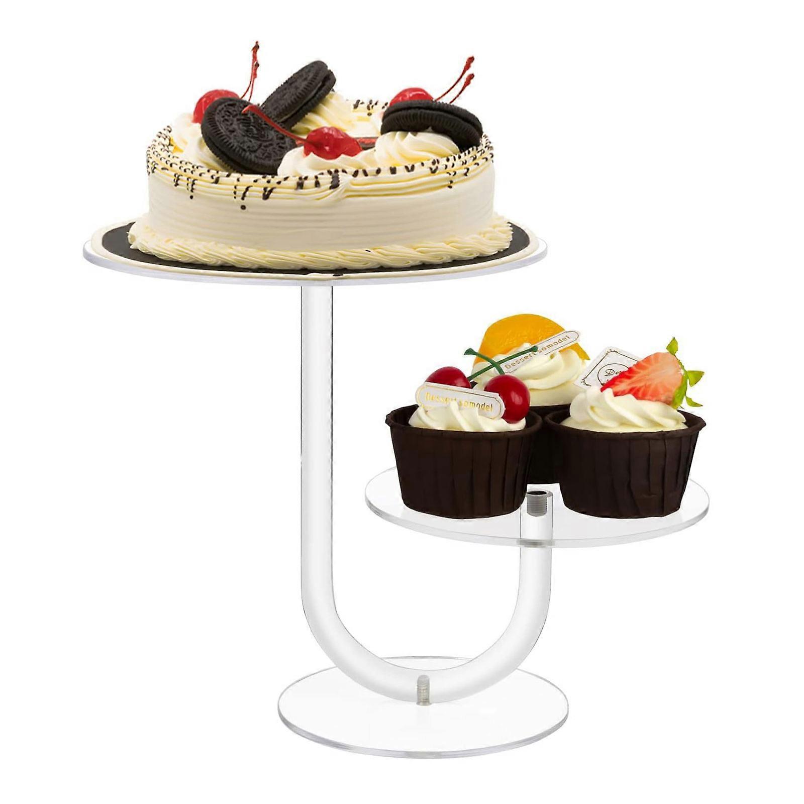 Elegant 2 Tierd Cake Holder Acrylic Cake Display Stand Cupcake ...