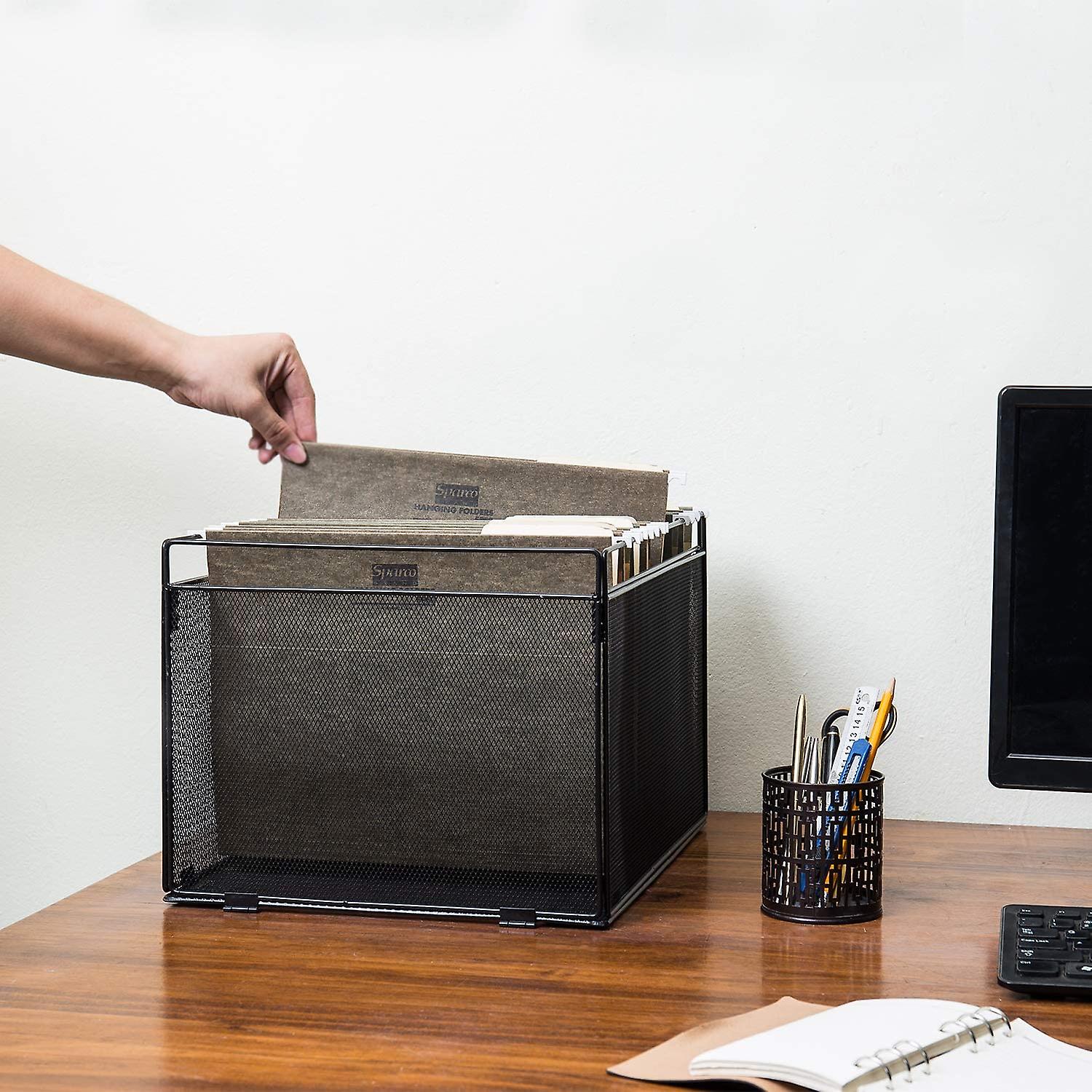 Dhrs Rolling Black Metal Mesh Hanging File Folder Organizer And ...