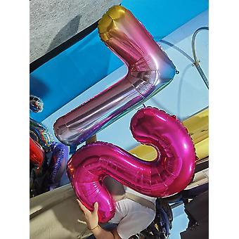32 Inch Pink Number 2 Balloons Foil Ballon Digital Birthday Party ...