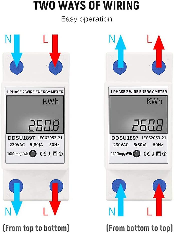 Single Phase Electricity Meter, 80a 220v Digital Electric Power Meter ...