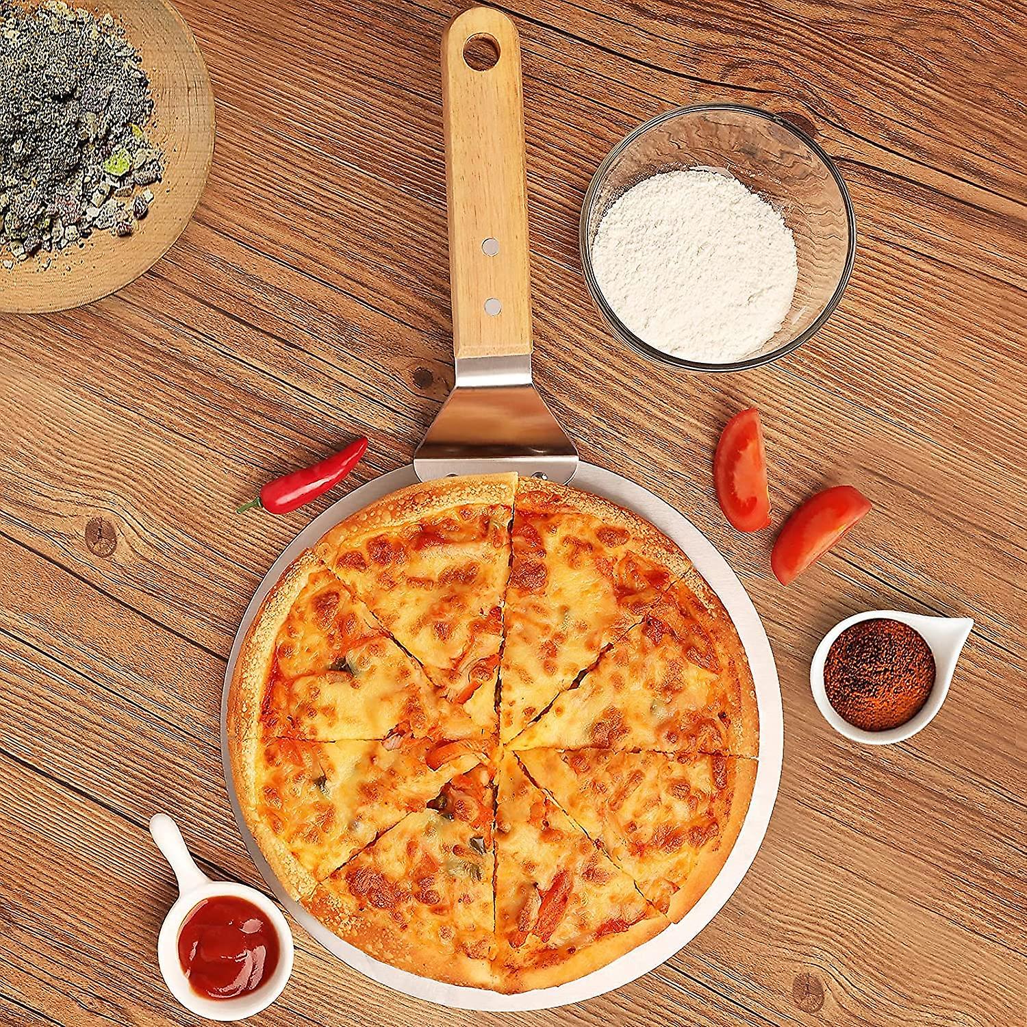 Premium Food Grade Stainless Steel Pizza Peel with 22cm Wooden Handle ...