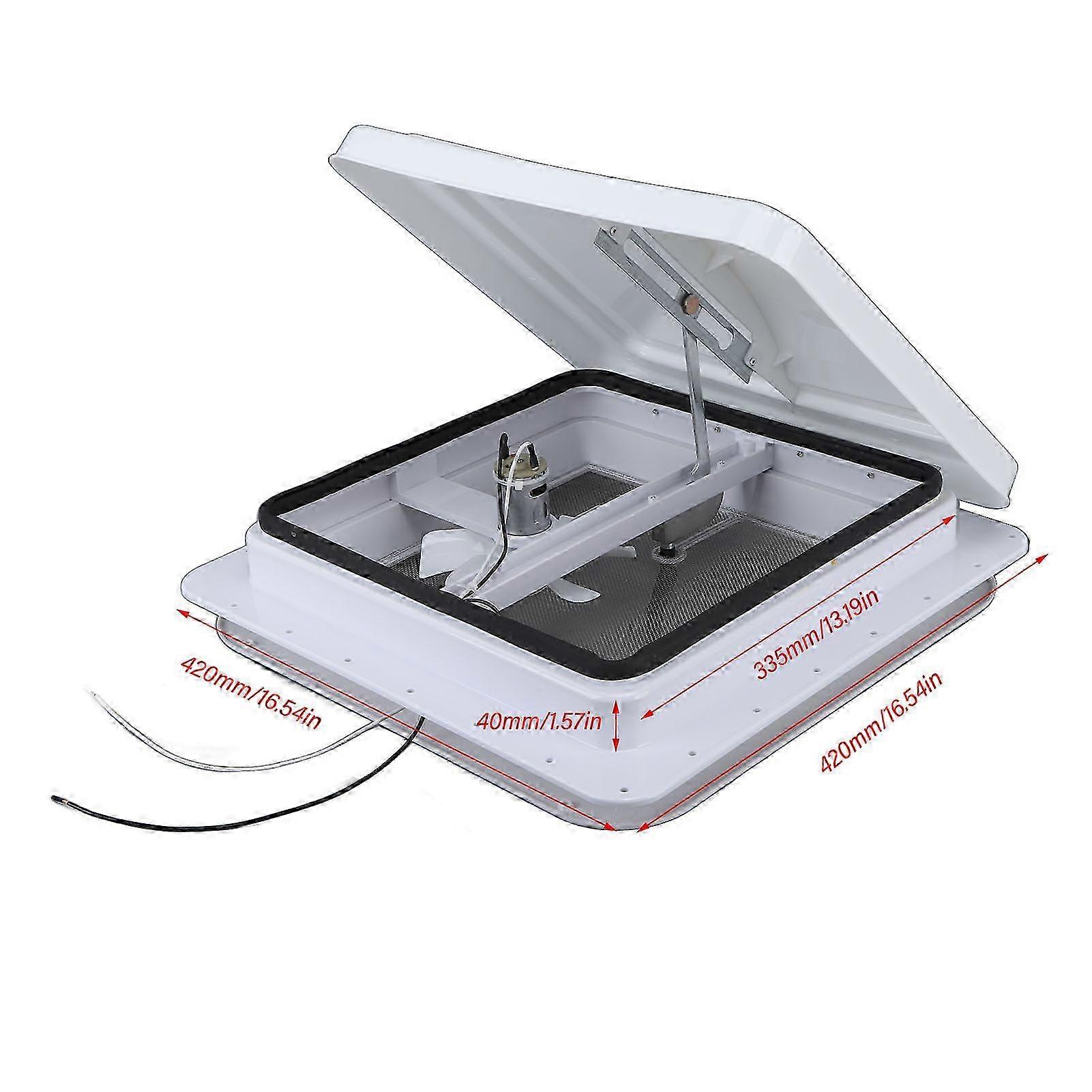 14 Inch RV Roof Vent Cargo Universal Roof Vent with 12V Reversible Fan ...