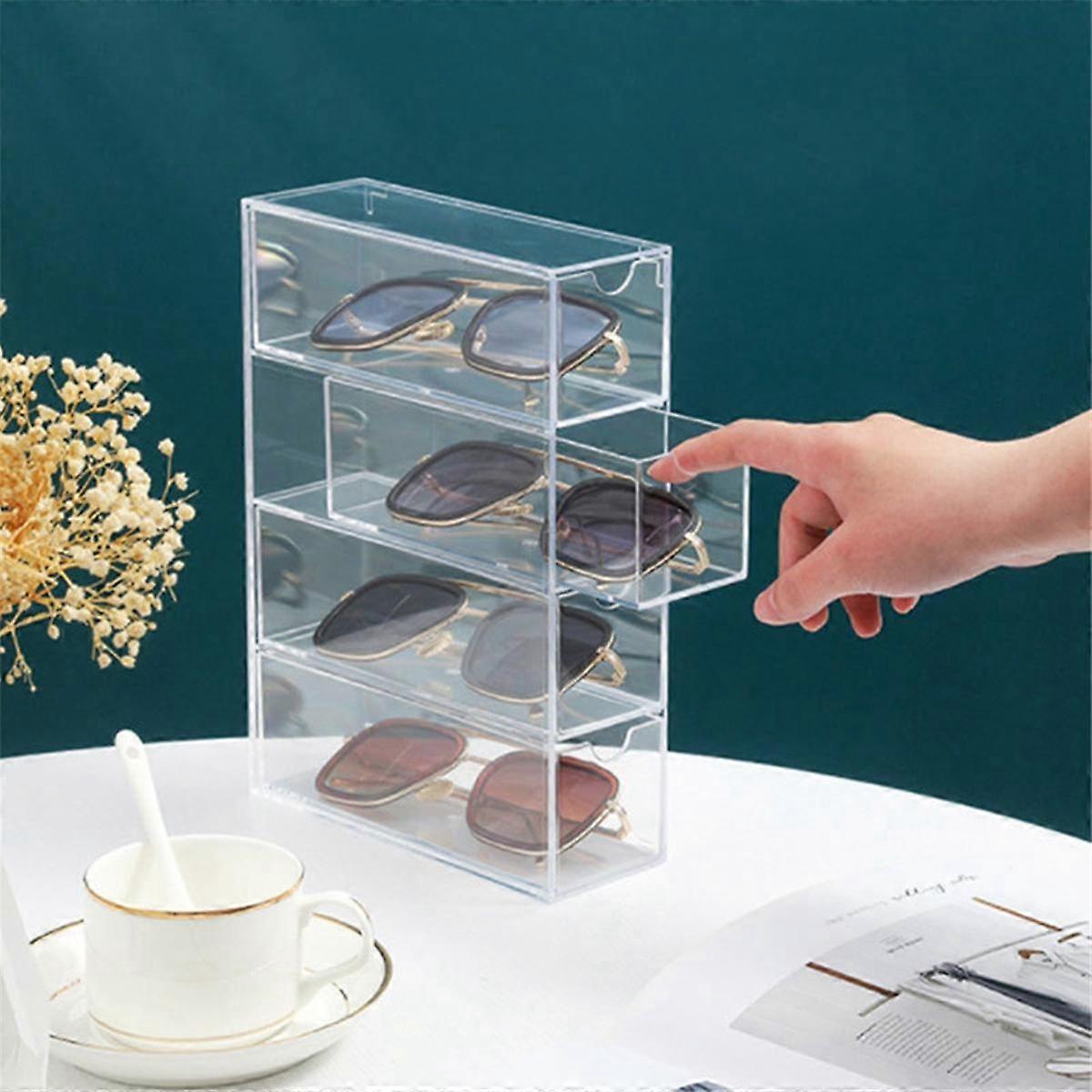 Glasses Storage Box Acrylic Eyeglass Case Clear Eyeglass Holder 4 ...