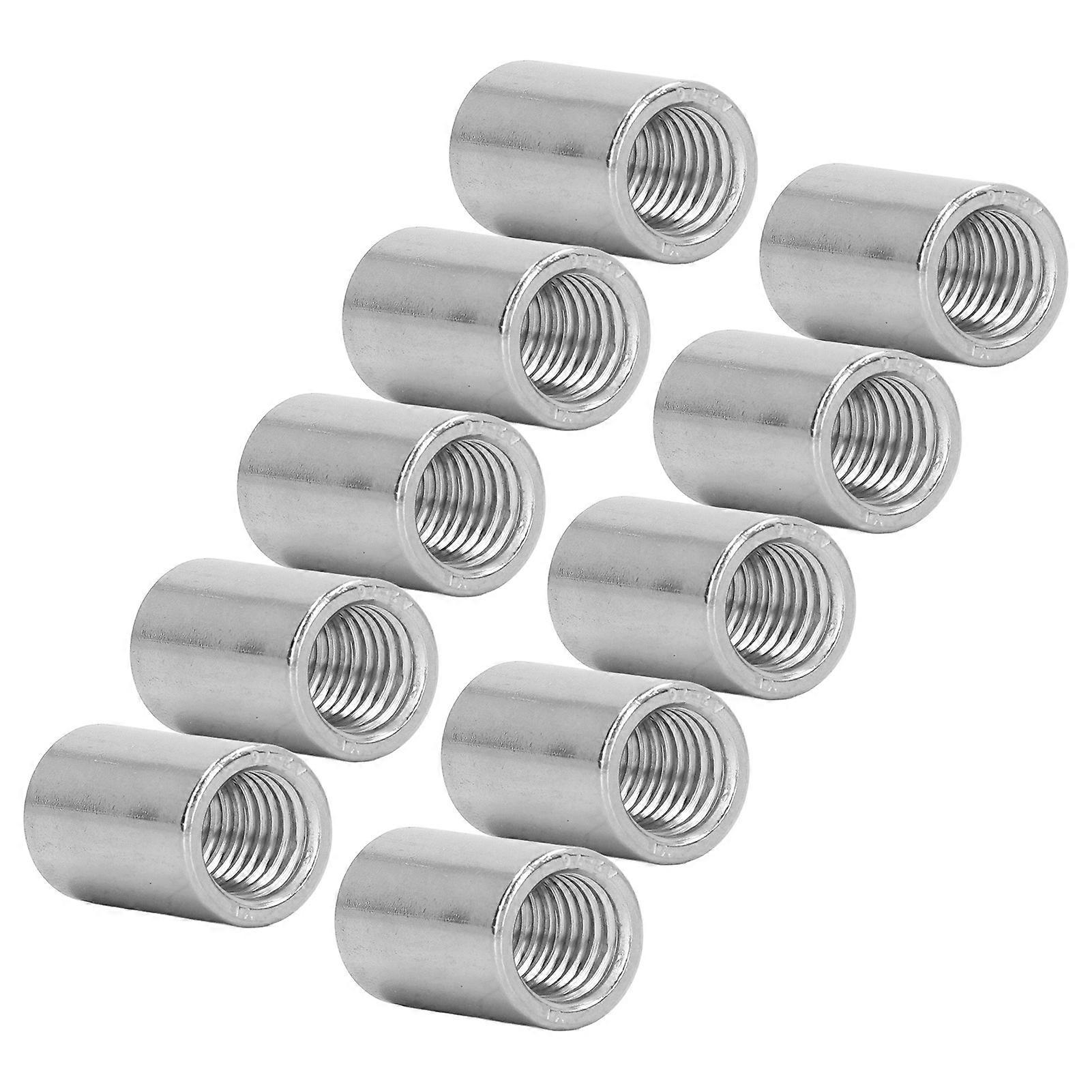 10Pcs Coupling Nut Round Rod Connector Female Thread 304 Stainless ...