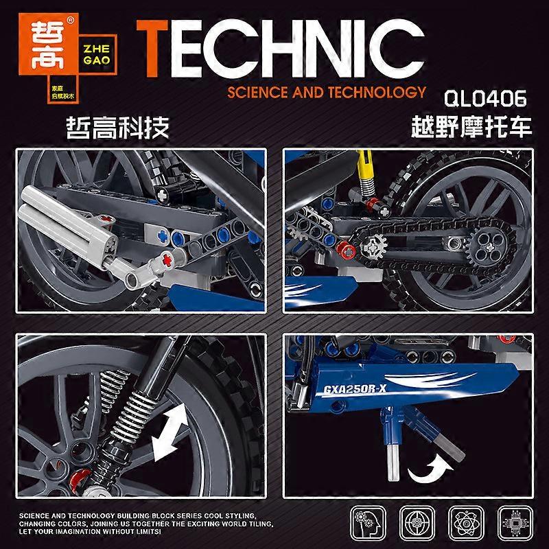 Creative Series Expert Off-Road Motorcycle Wheels MOC Building Blocks ...