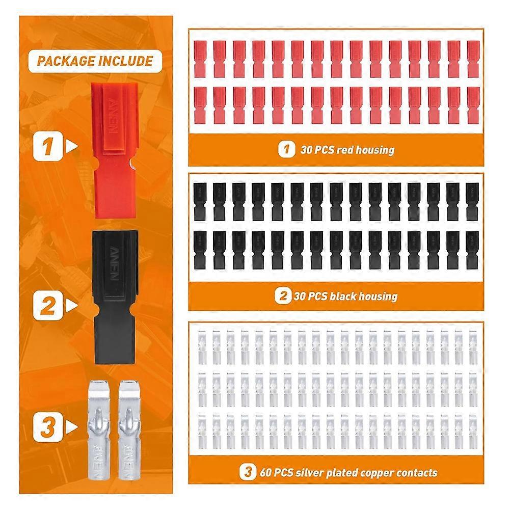 60 PCS 15A/30A/45 Amp Power Connectors Assortment Kit, Anen Power Pole ...