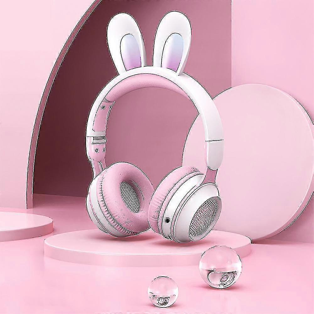 Wireless Earphones Rgb Led Cute Rabbit Ears Headset With Mic Stereo ...