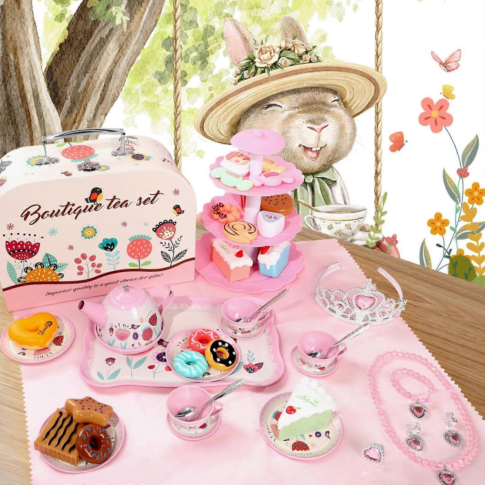 Little girls tea party set, princess afternoon tea toys including tea ...