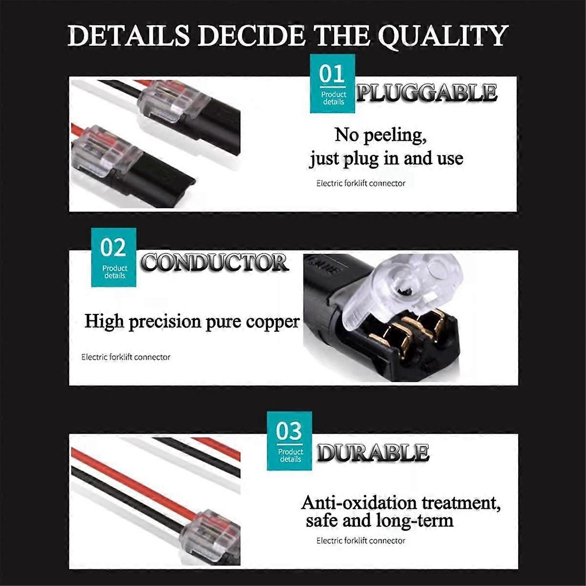 20Pcs Double-Wire Plug-in Connector, Pluggable 2 Pin 2 Way LED Wire ...