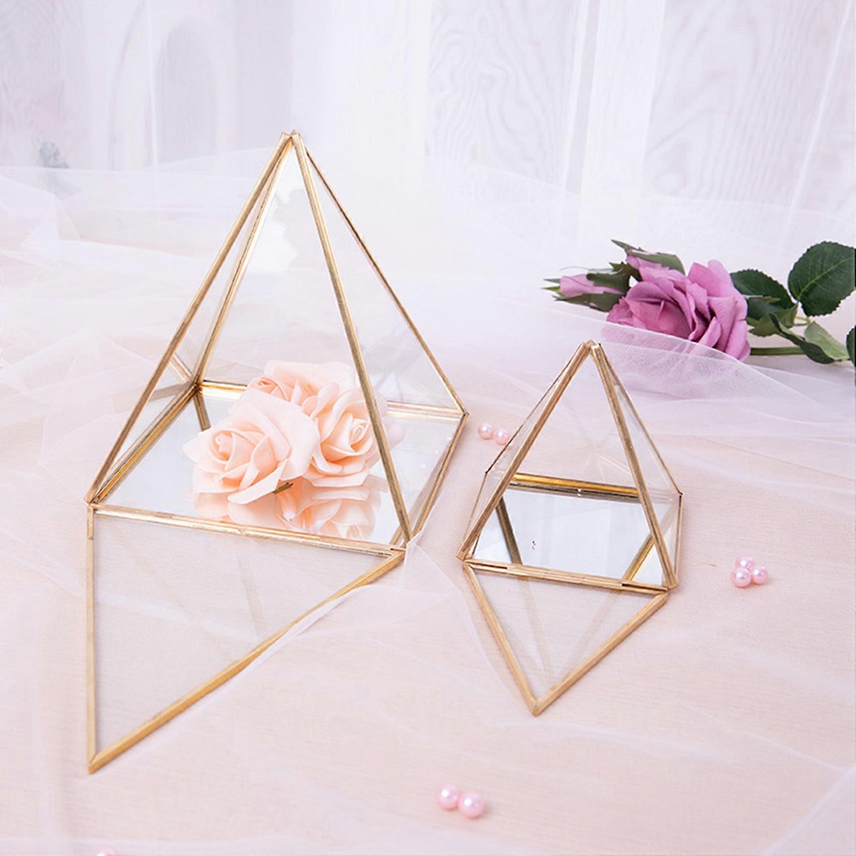 Glass Jewelry Box Golden Geometric Decorative Box Geometric Glass ...