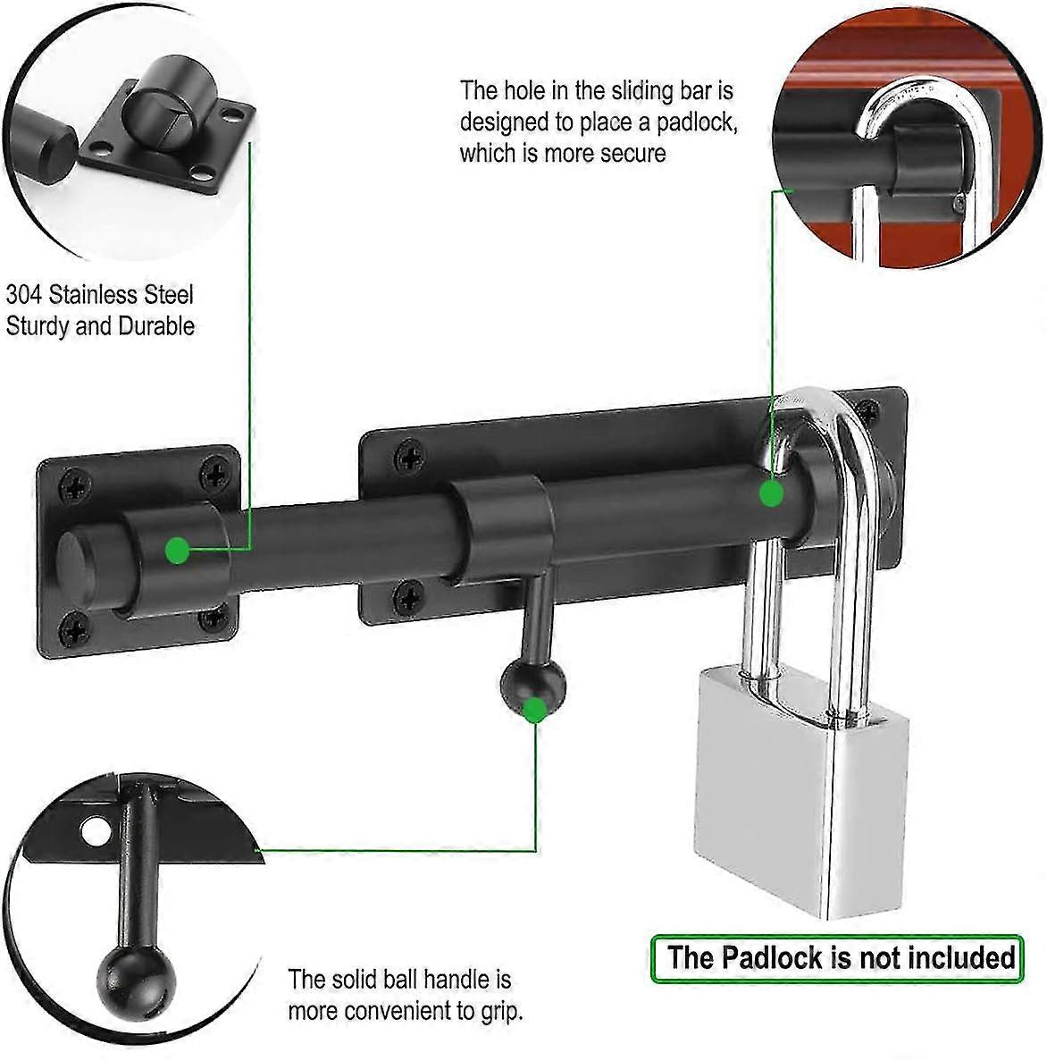 Heavy Duty Sliding Door Lock with 6 Inch Padlock Hole, 160mm Matte ...