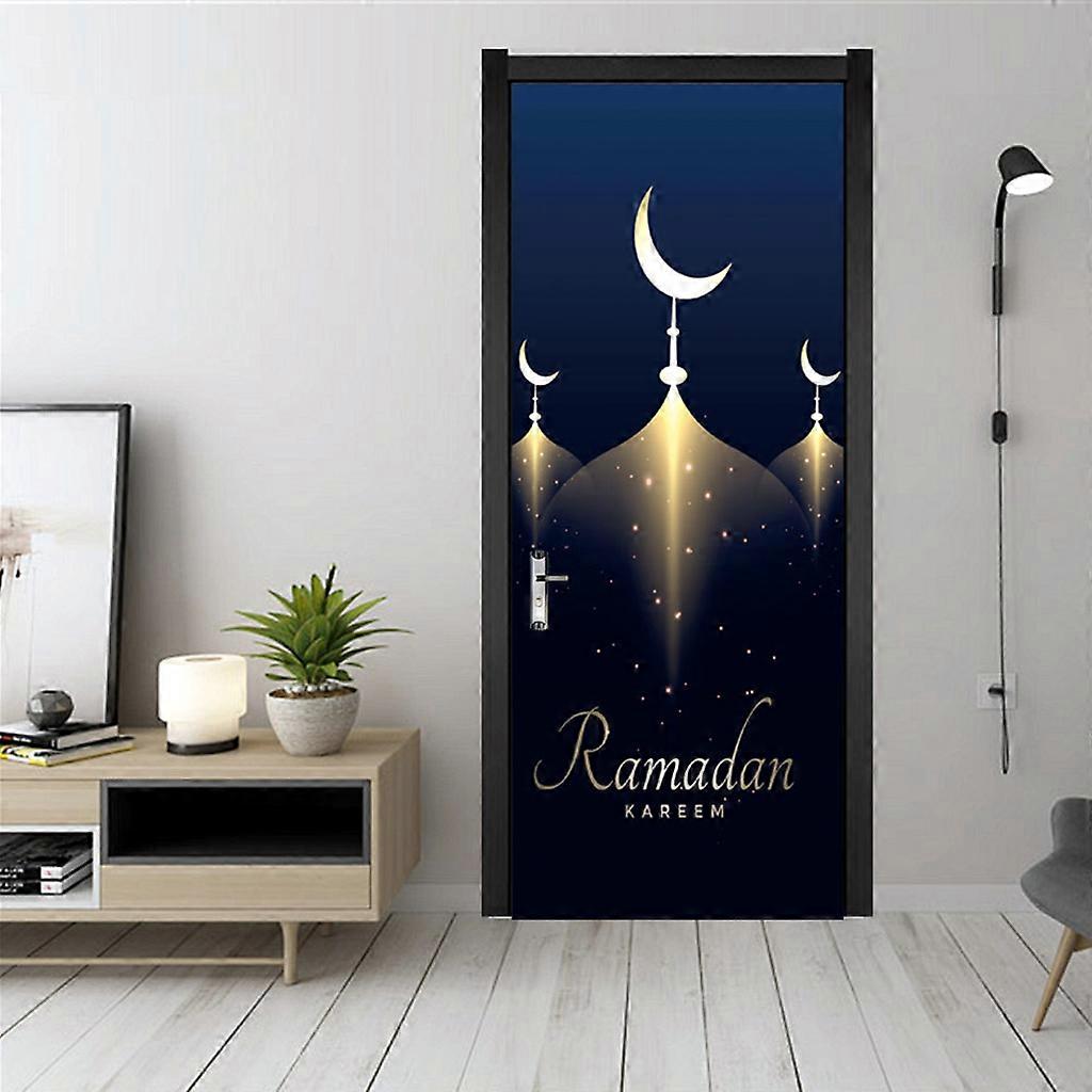Eid Mubarak Ramadan Decoration PVC Wallpaper 3D Door Sticker Waterproof ...