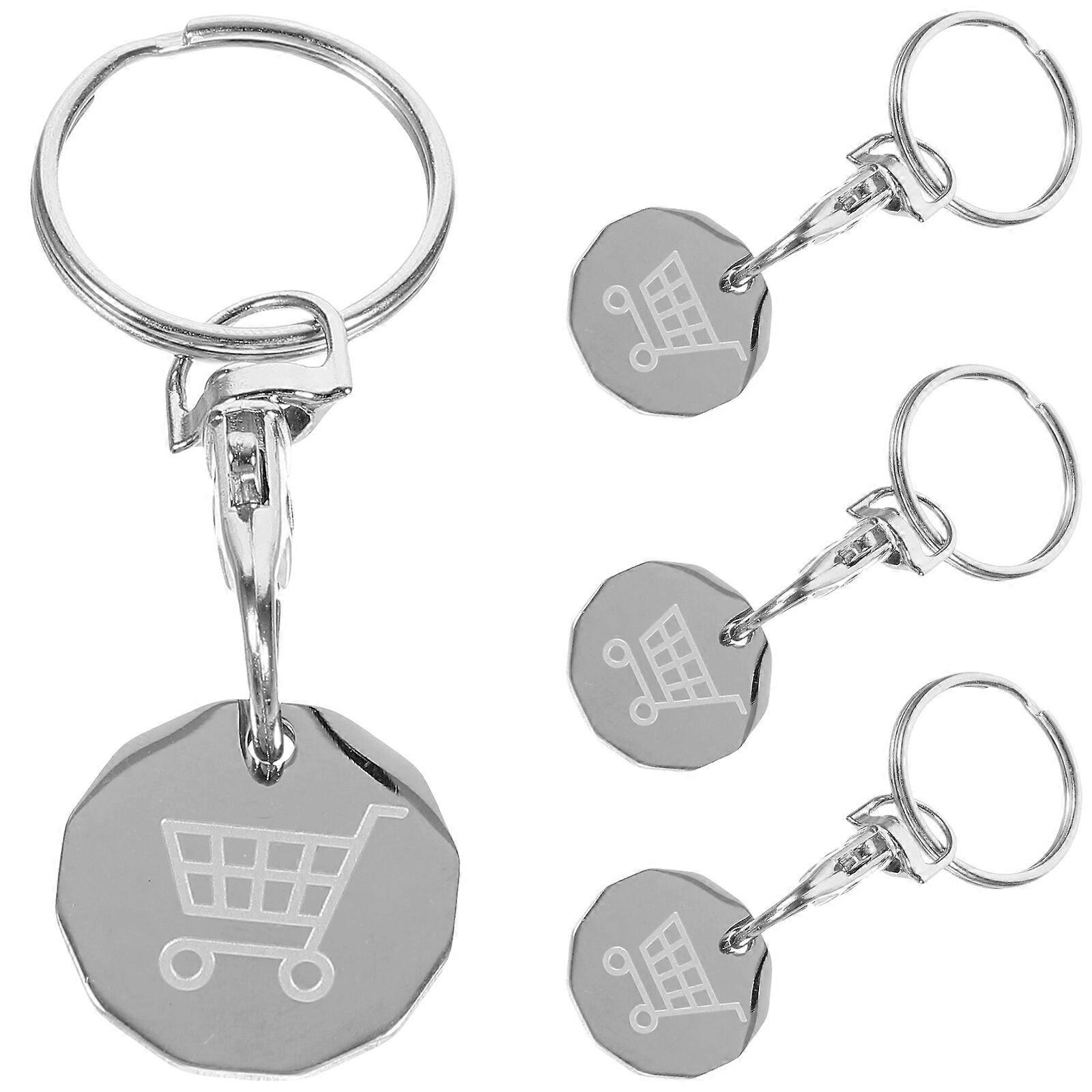 4Pcs Shopping Trolley Token Key Ring Trolley Token Coin Keyring ...