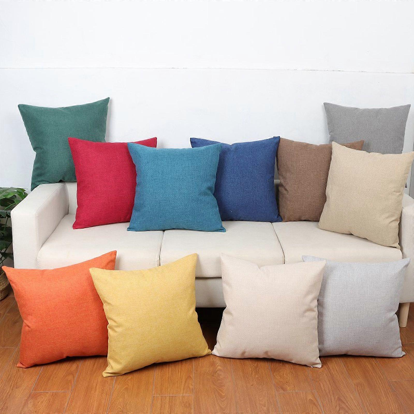 Luxury 2x Pillowcase Linen Soft Extra Large Fit Pillow Box Solid Color ...