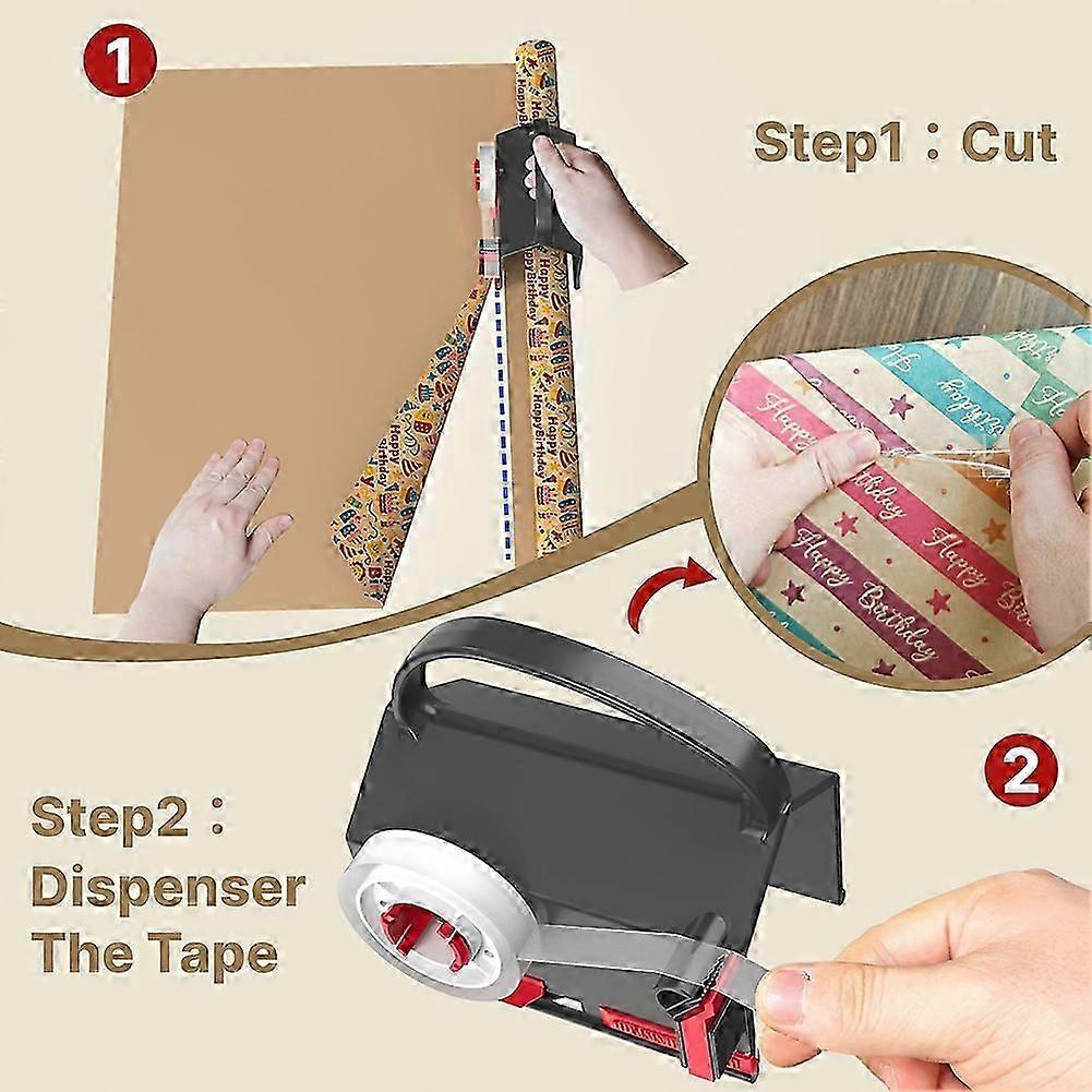 2pcs Wrapping Paper Cutter with Tape Dispenser Easy, Straight Cuts for ...