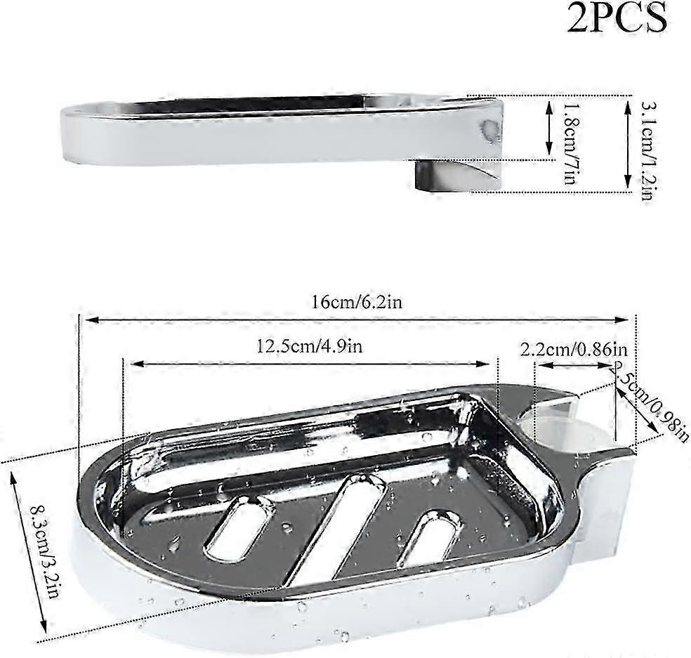2 Pcs Clip on Shower Soap Dish for Shower Rail and Riser Rail 22mm ...