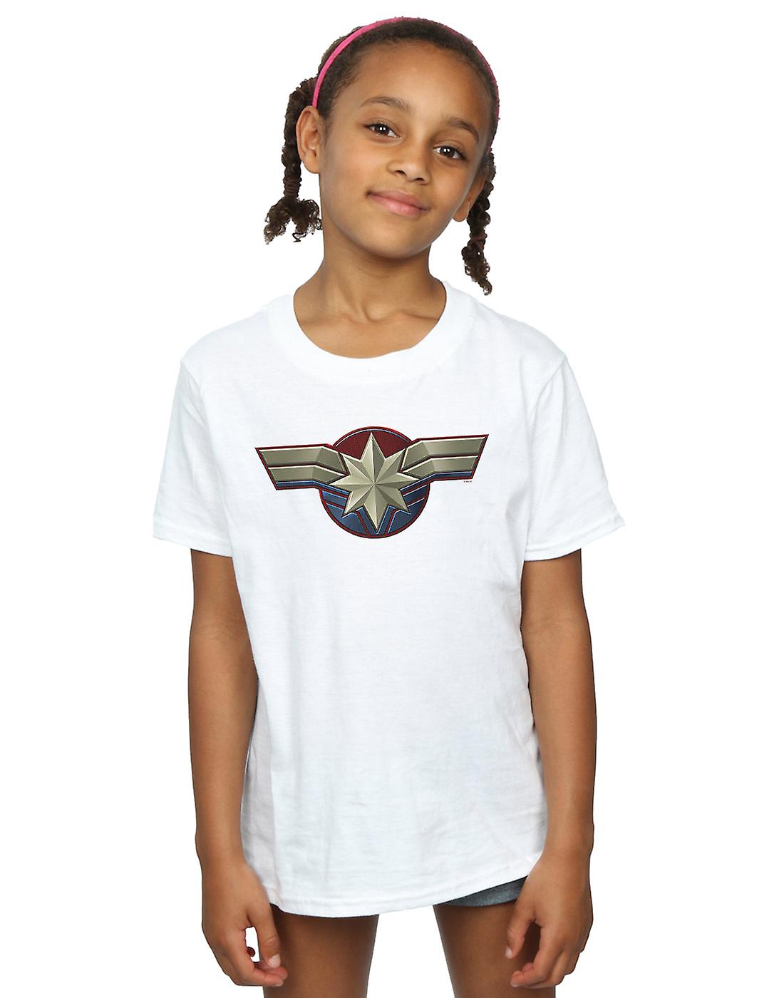 Marvel Girls Captain Marvel Chest Emblem T-Shirt | Fruugo US