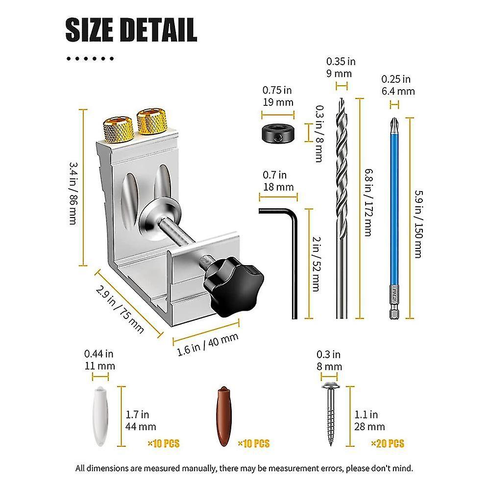 Pocket Hole Jig Kit, Pocket Hole Drill Guide Jig Set For 15 Angled ...