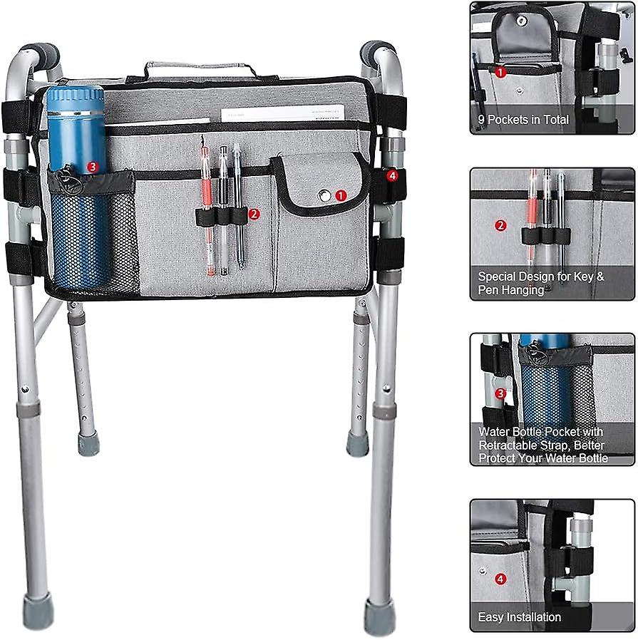 Walker Bag, Gray Foldable Waterproof Walker Organizer Pouch with ...