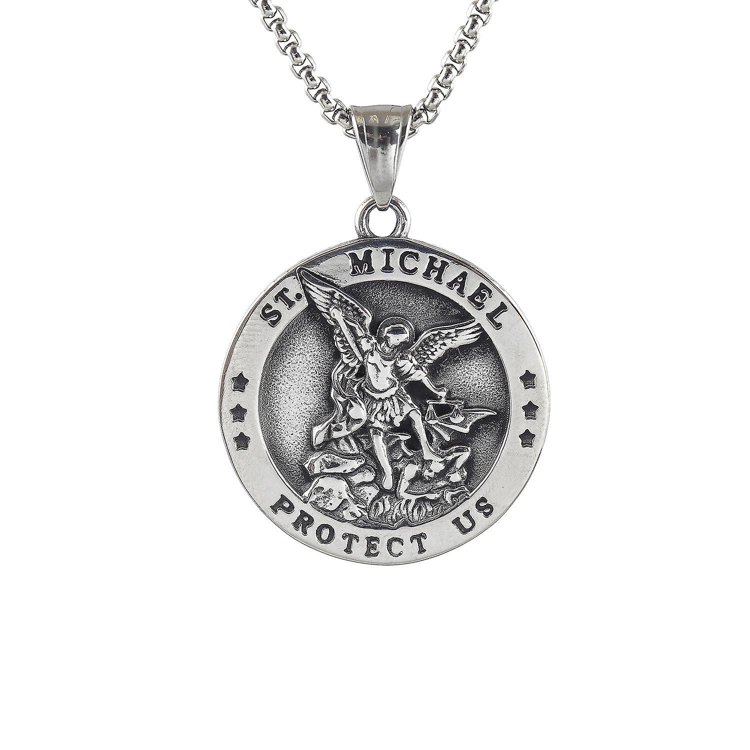 St Michael The Archangel Catholic Medal Stainless Steel Amulet Pendant ...