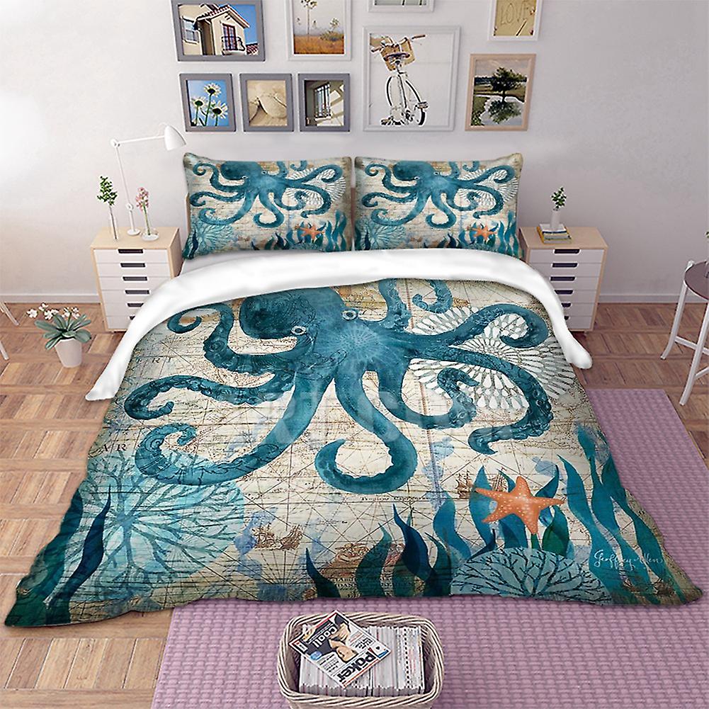 Pieces 3D Squid Printing Soft Duvet Cover Set Polyester Bedding Set ...