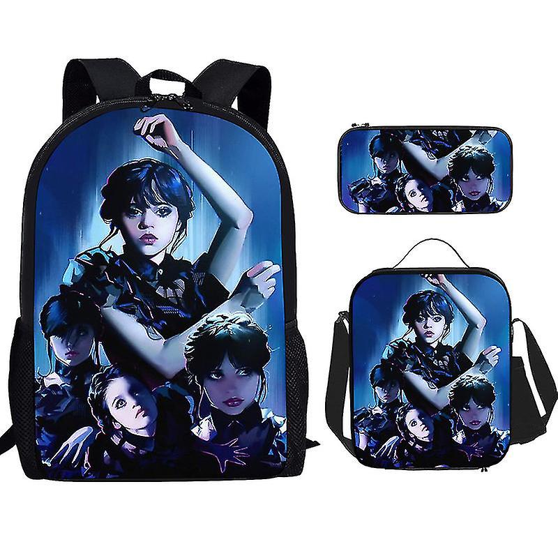 3pcs/set Wednesday Addams Figure Kids Backpack Printed Kindergarten ...