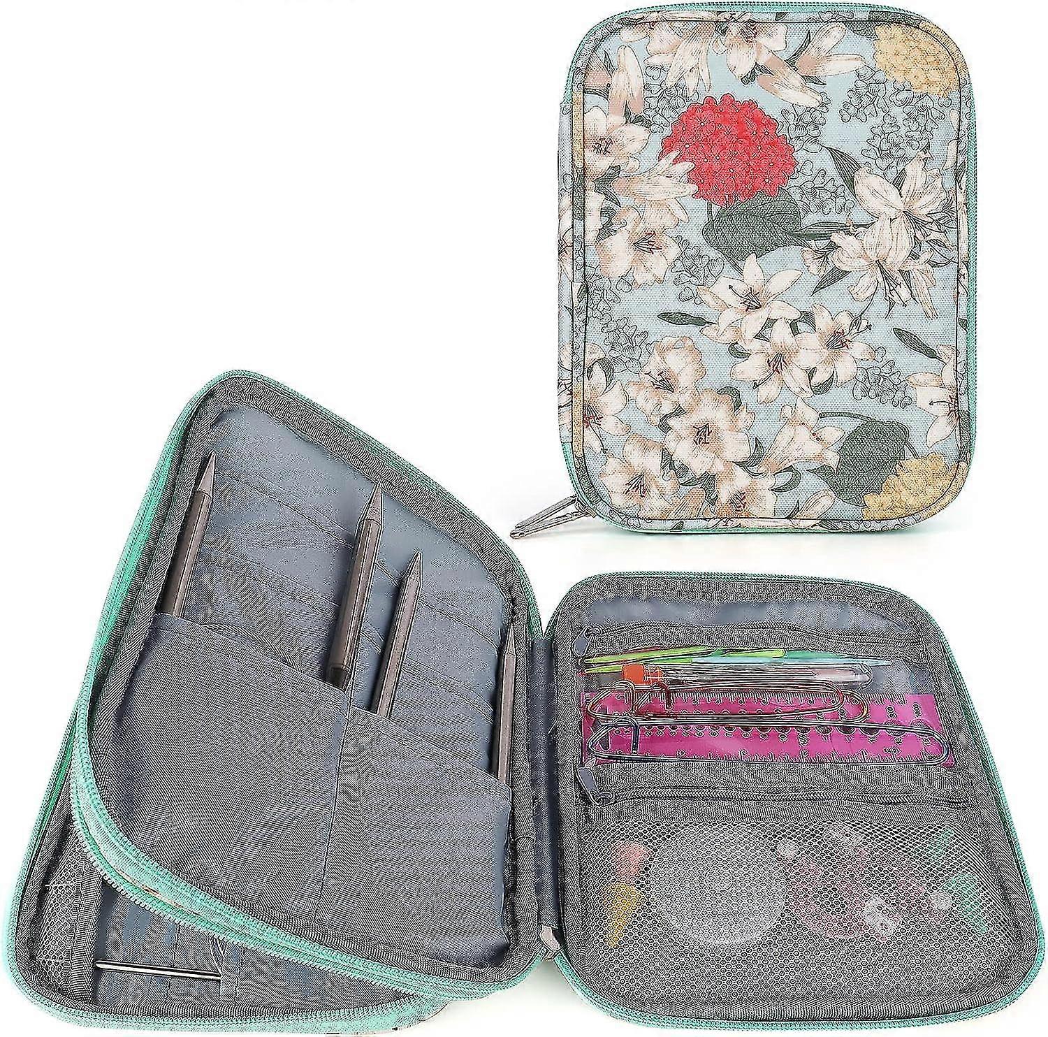 Circular Knitting Needle Case, Crochet Hooks Holder, Zippered Storage ...