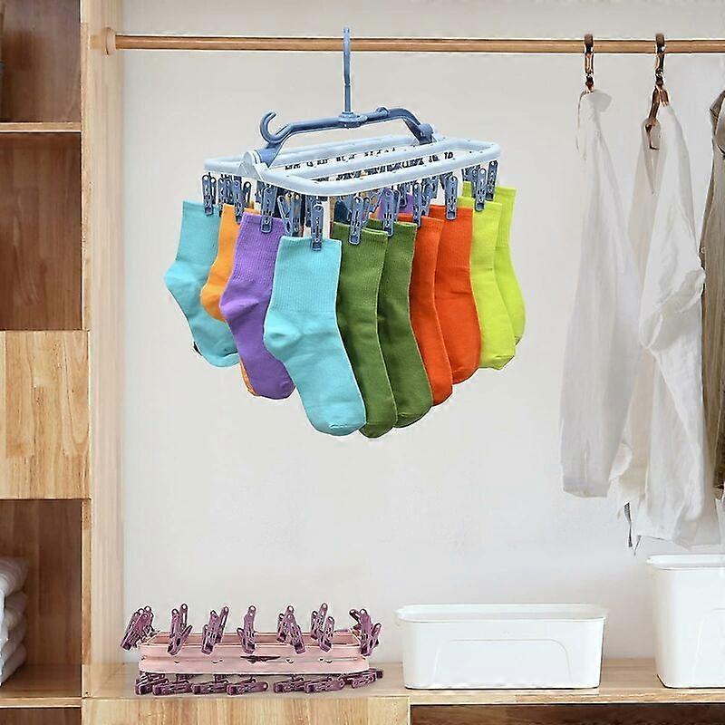 Socks Dryer, Plastic Hanging Drying Rack with 32 Foldable Hangers for ...