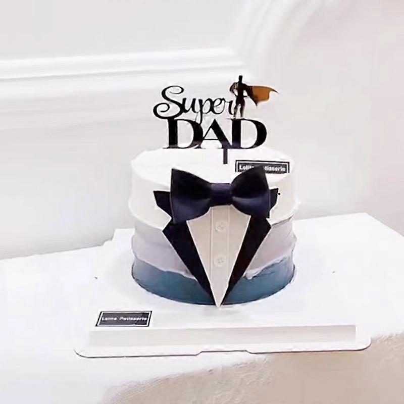 Ins Father's Day Birthday Party Cake Topper Dad Bow Tie Gold Acrylic ...