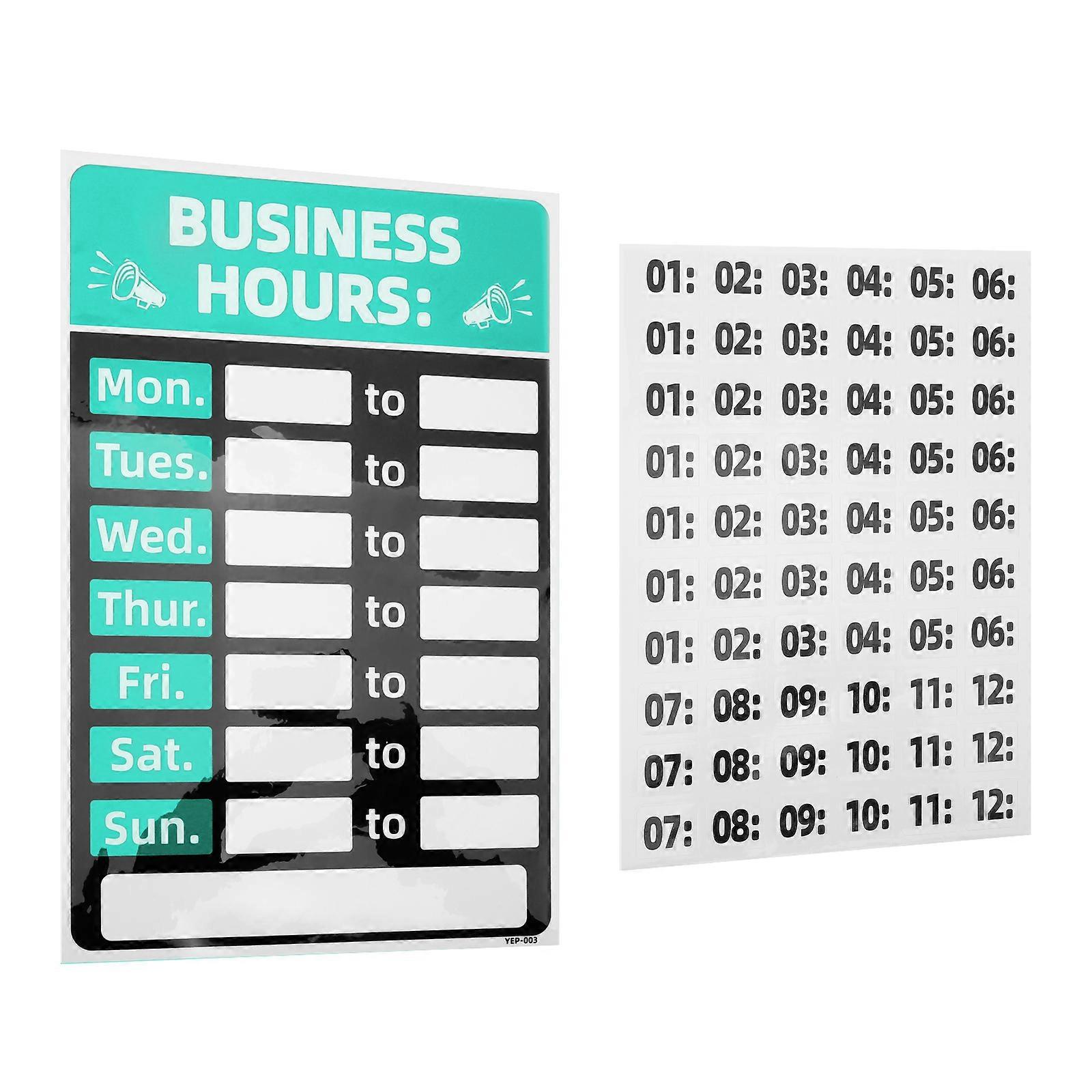 1 Set Business Hours Sign Opening Hour Sign Changeable Store Hours Sign ...