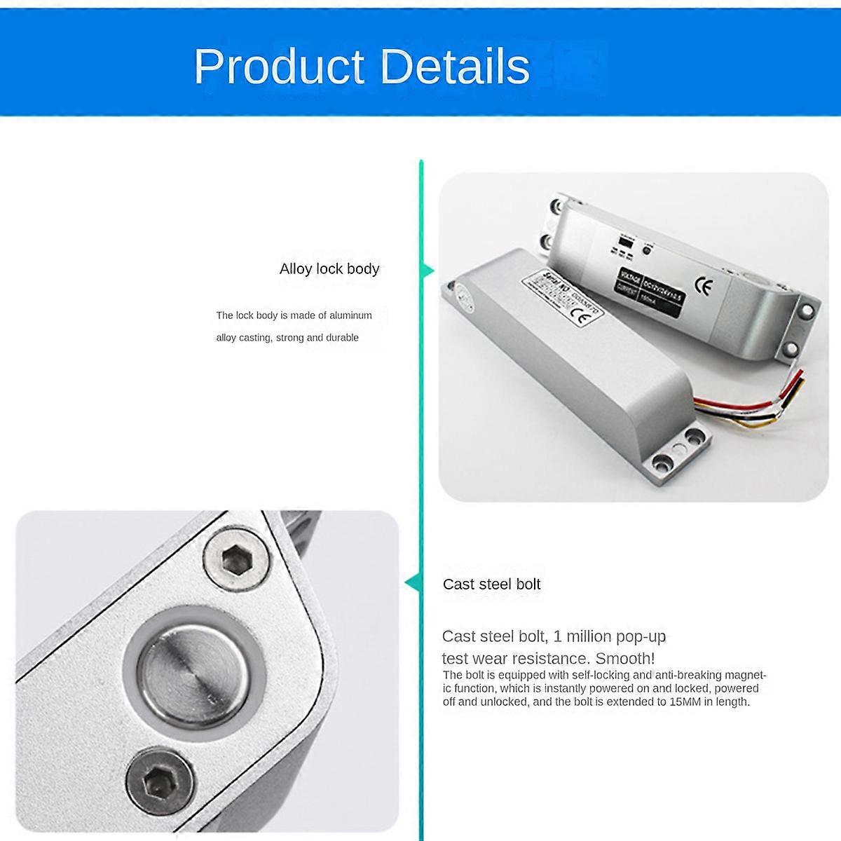Electric Drop Lock 4 Wires DC12V Electronic Mortise Locks Wooden Door ...
