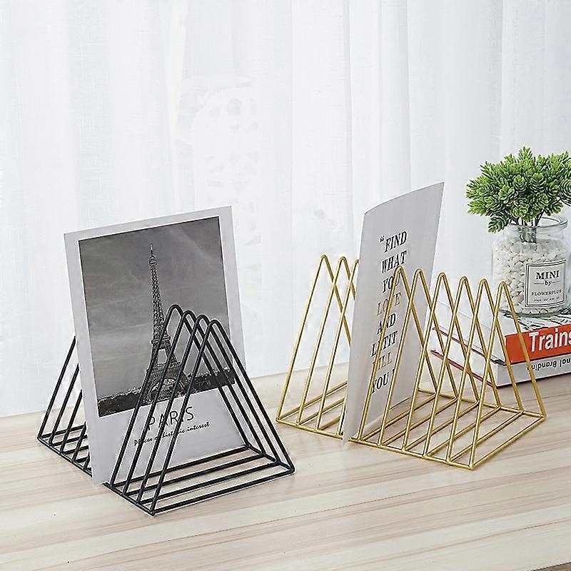 Wrought iron CD vinyl record storage rack bookshelf triangle book ...