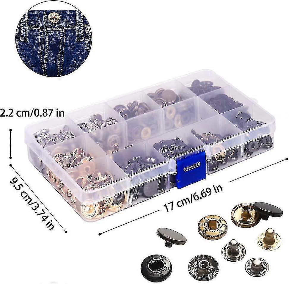 Snap Clasps Kit,120 Set Metal Button Snaps Press Studs With Punching ...