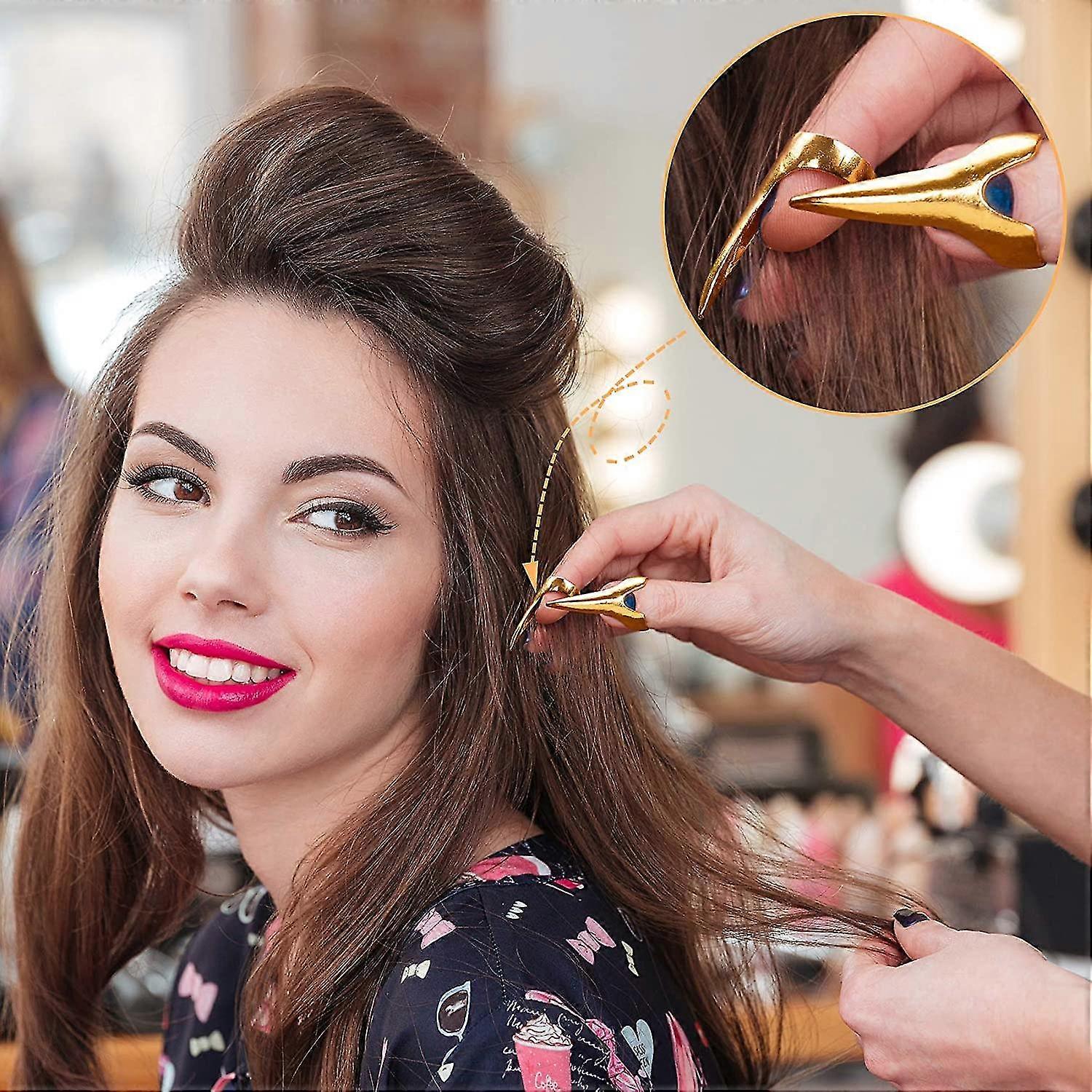 Hair Parting Tools Set - 16 Pieces - Silver Retro Nail Finger & Gold ...