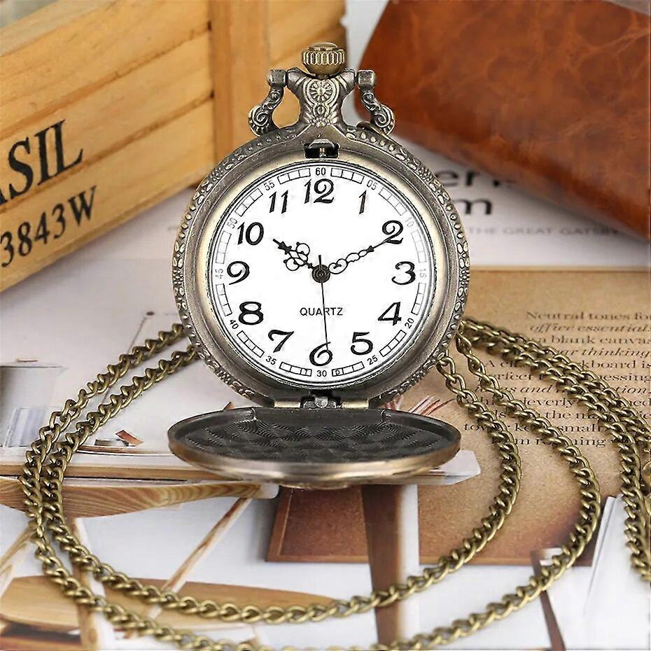 Bronze Fire Fighter Display Quartz Pocket Watch Fob Chain Exquisite ...