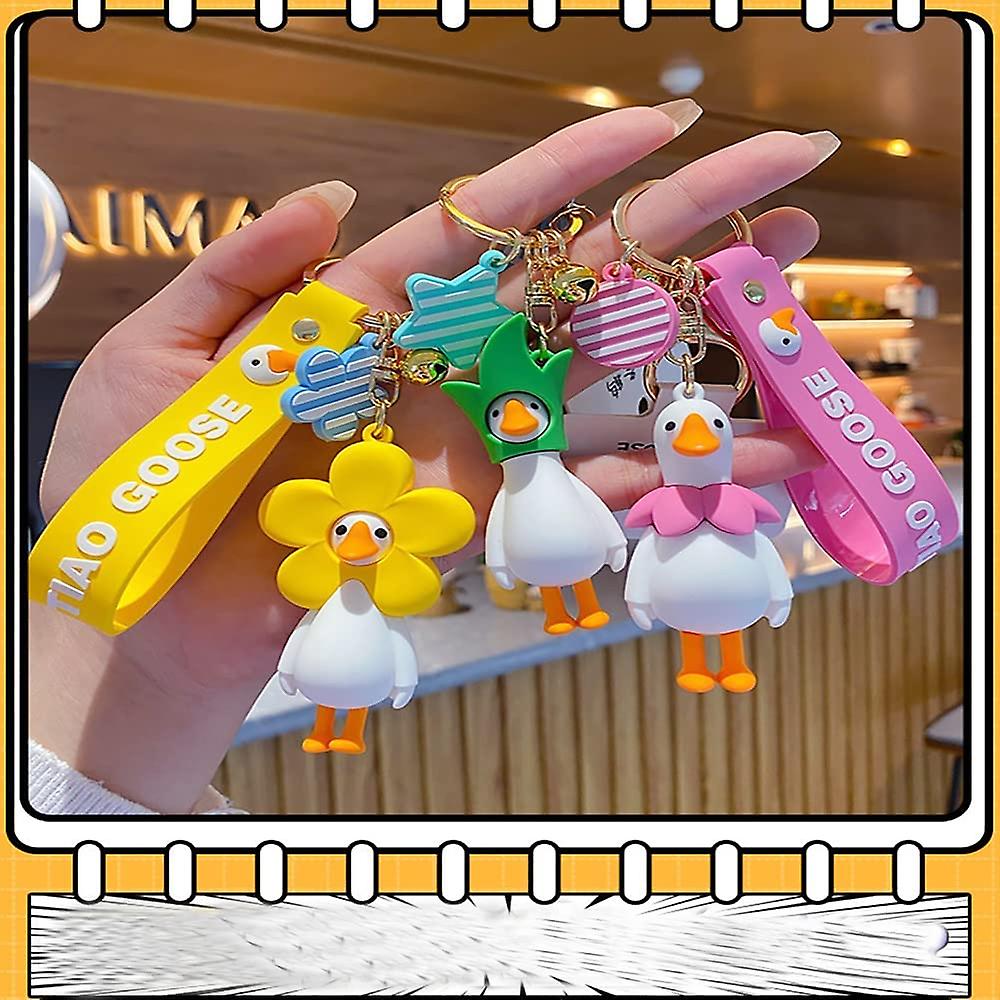 Hsyhere Cute Green Goose Pvc Silicone Keychain Fashion Creative Cartoon ...