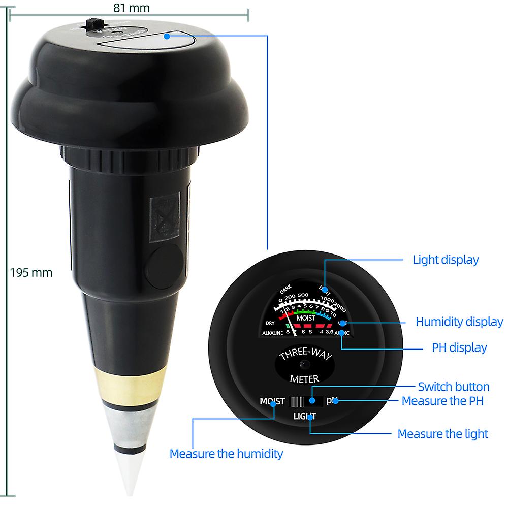 3 In 1 soil moisture meter light water ce certified soil temperature ...