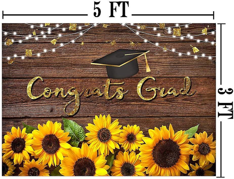 Congrats Graduation Backdrops Rustic Sunflowers Wood Board Banner Class ...