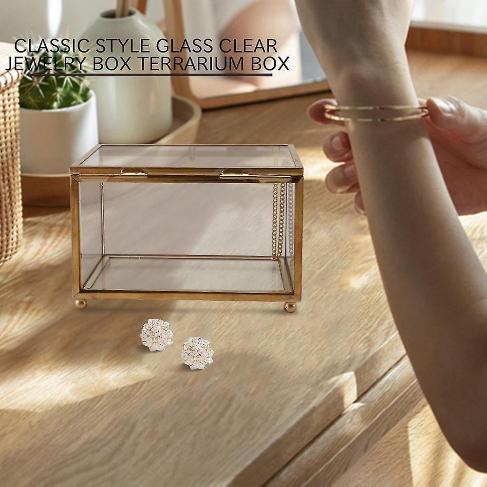 Geometric Glass Style Jewelry Box Table Container Compatible Displaying ...
